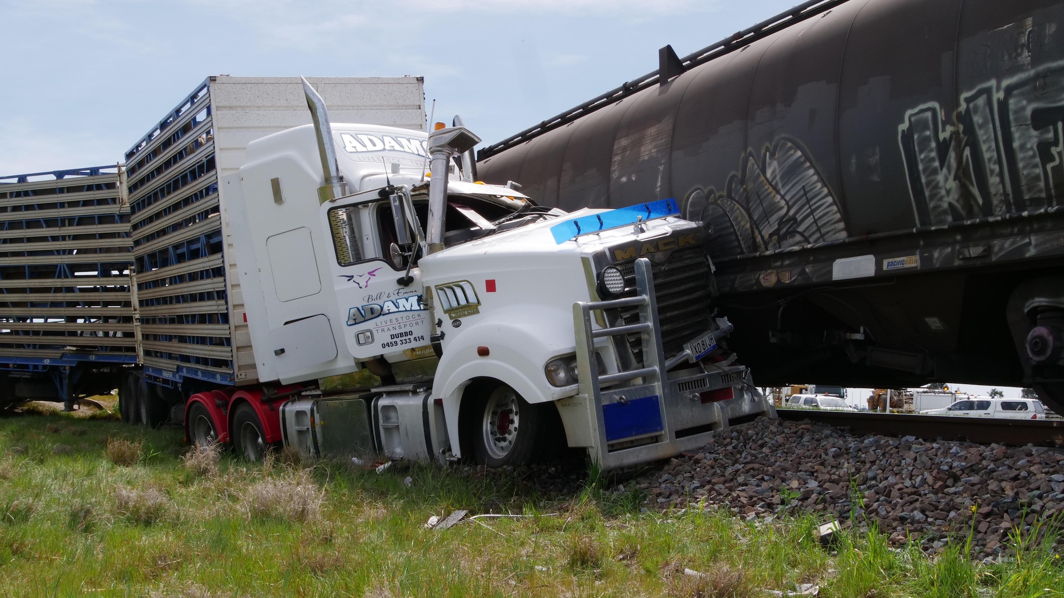 Freight train derails after collision with sheep truck at Bribbaree