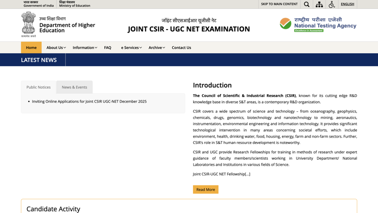 CSIR NET 2025 December exam registration begins at csirnet.nta.nic.in ...