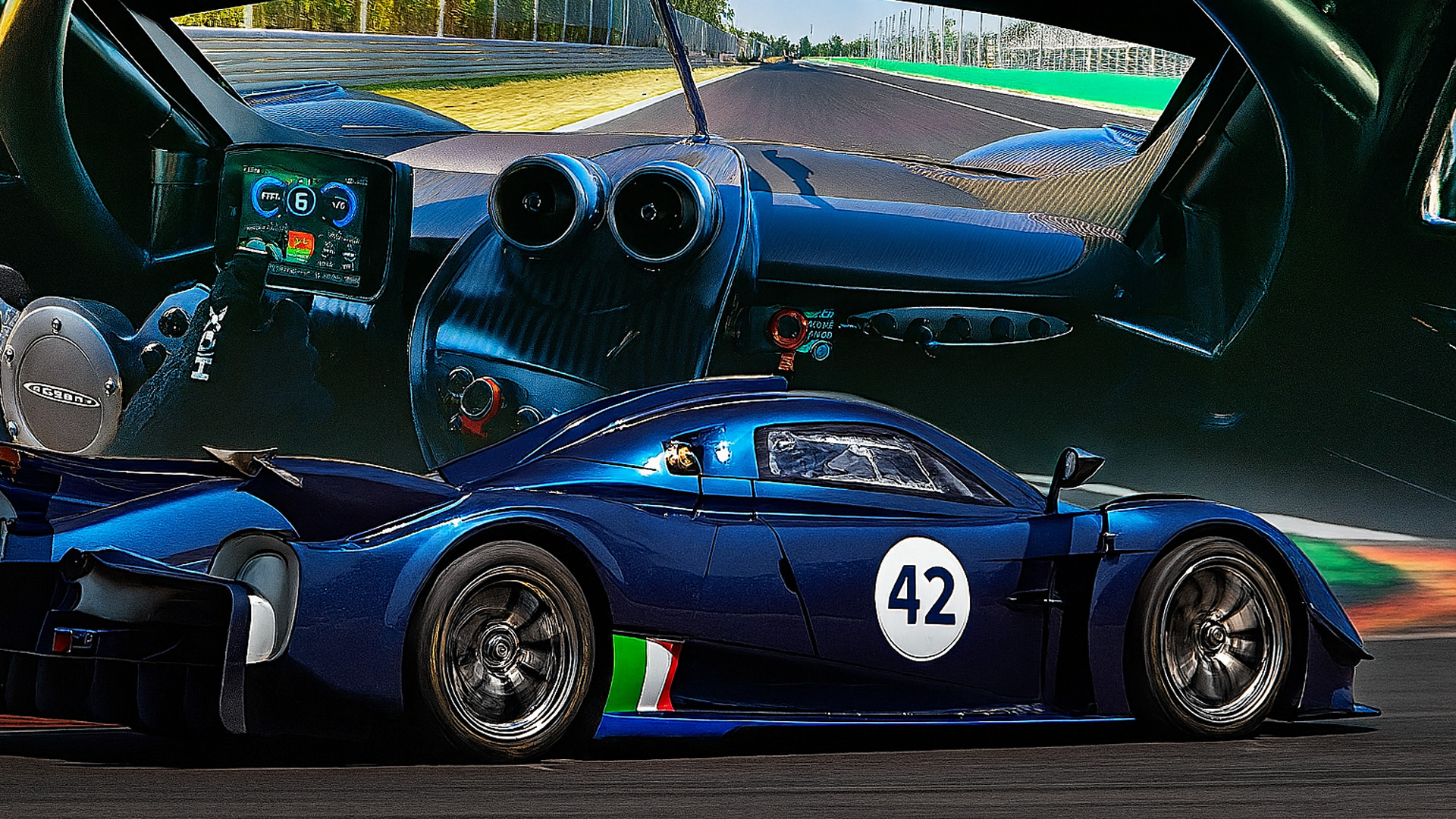 Pagani Huayra R en action sur le circuit de Monza