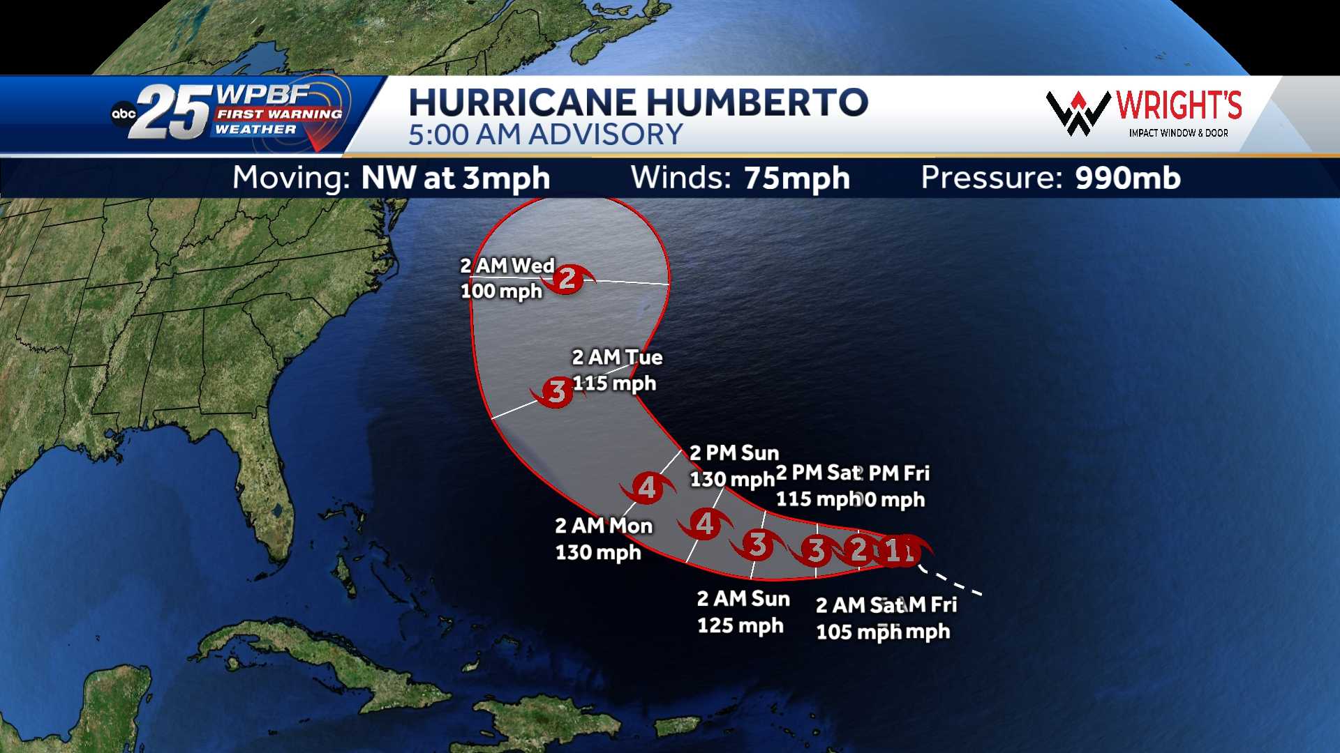 Humberto gaining strength and expected to becomes hurricane over ...