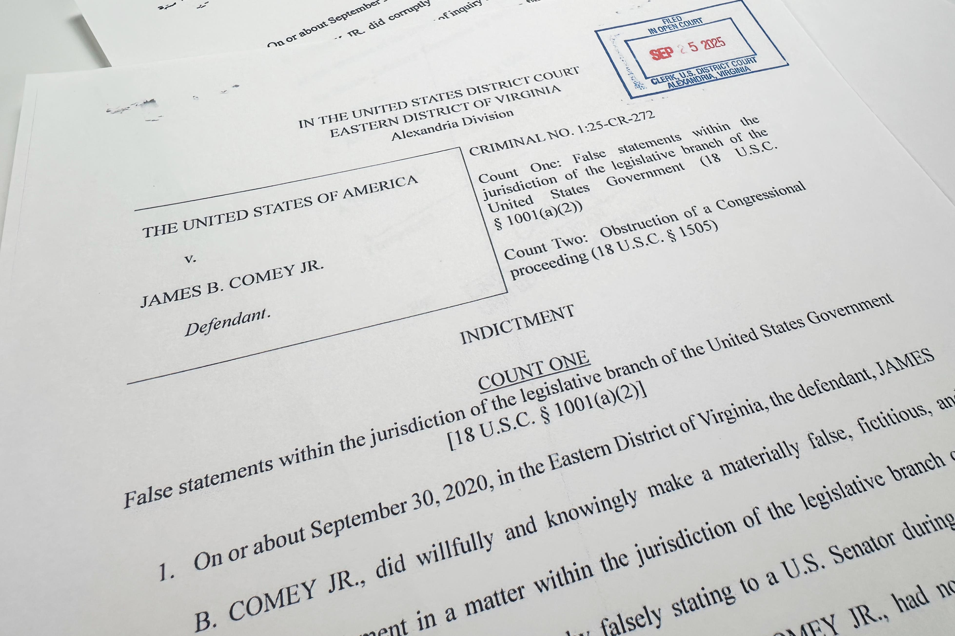 James Comey indictment explained: the charges former FBI director faces