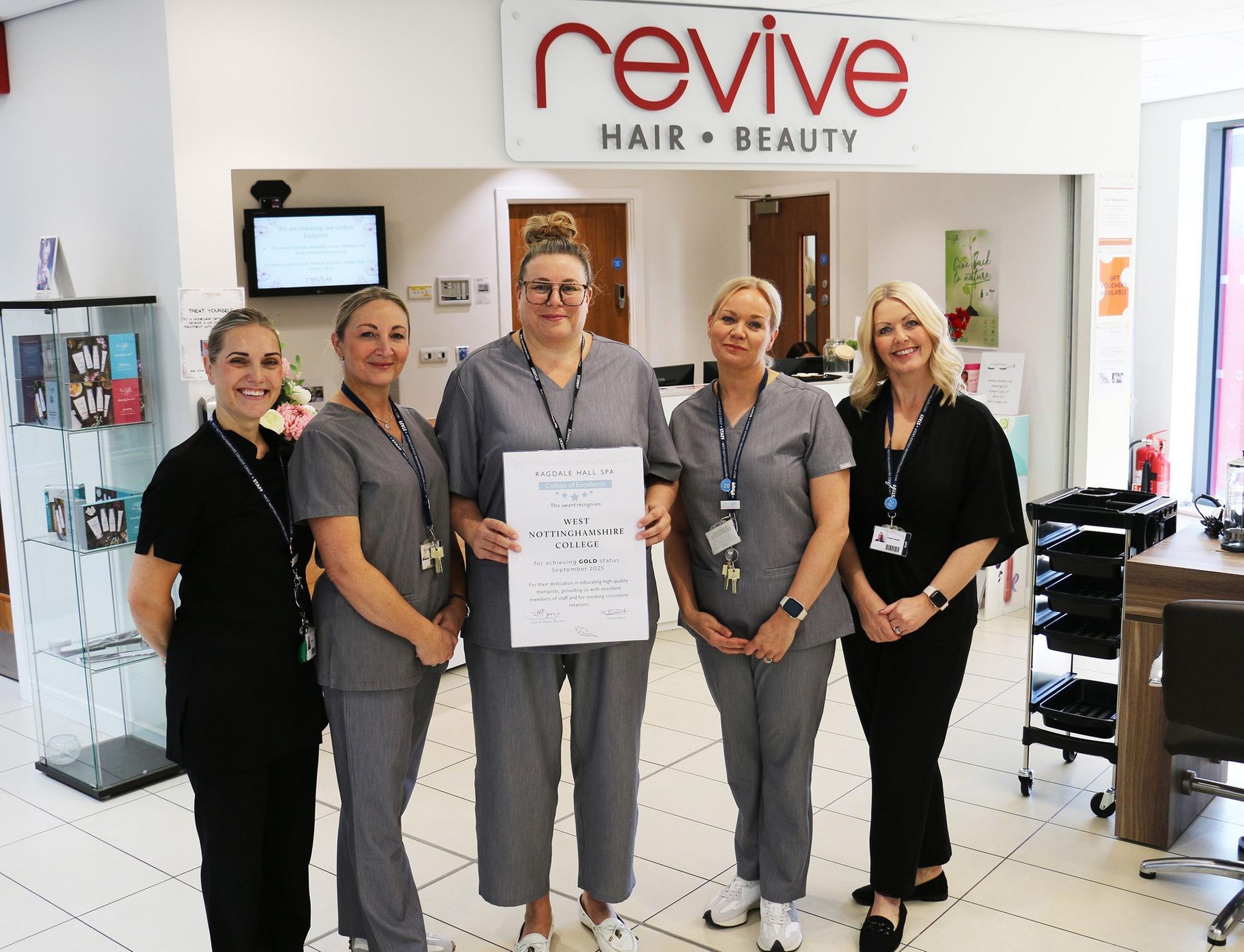 College scoops gold accolade from one of UK’s leading spa destinations