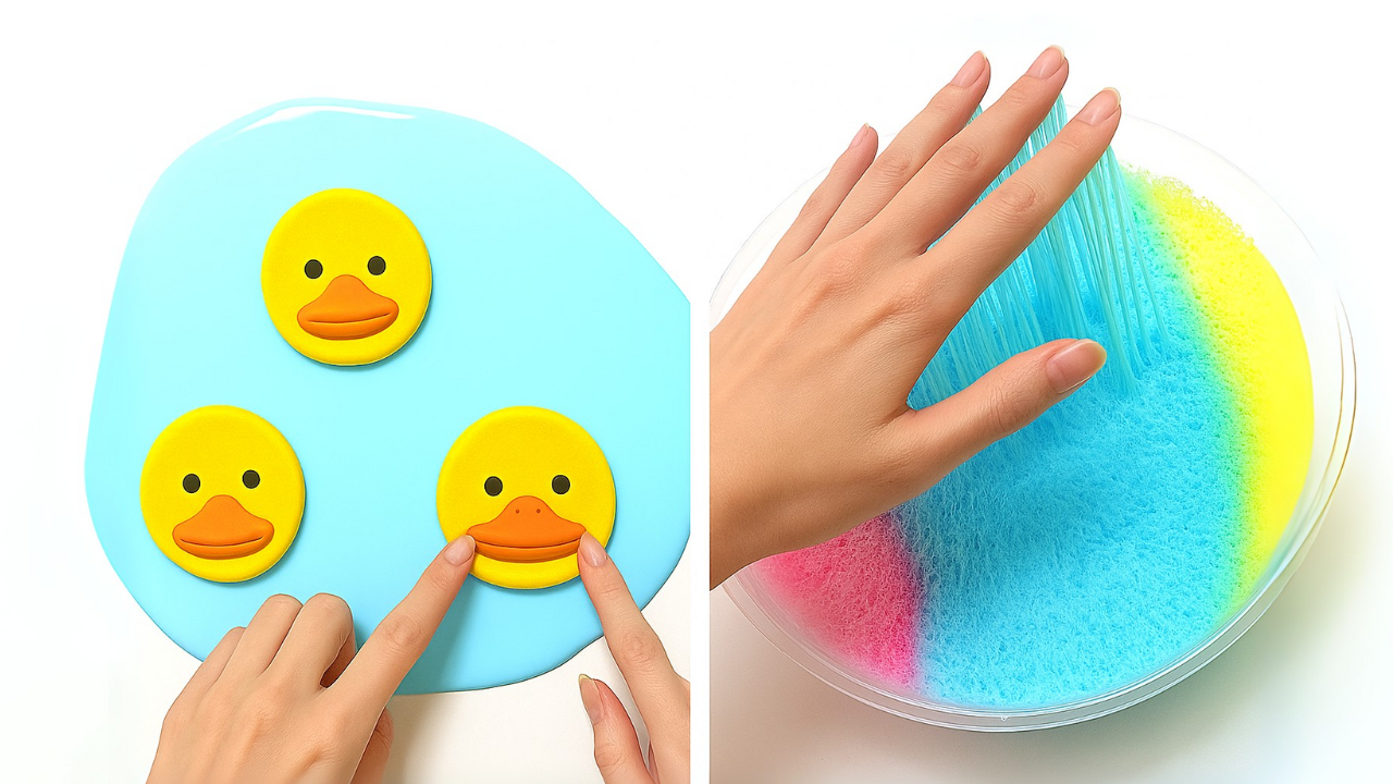 Slime de patitos y arena mágica
