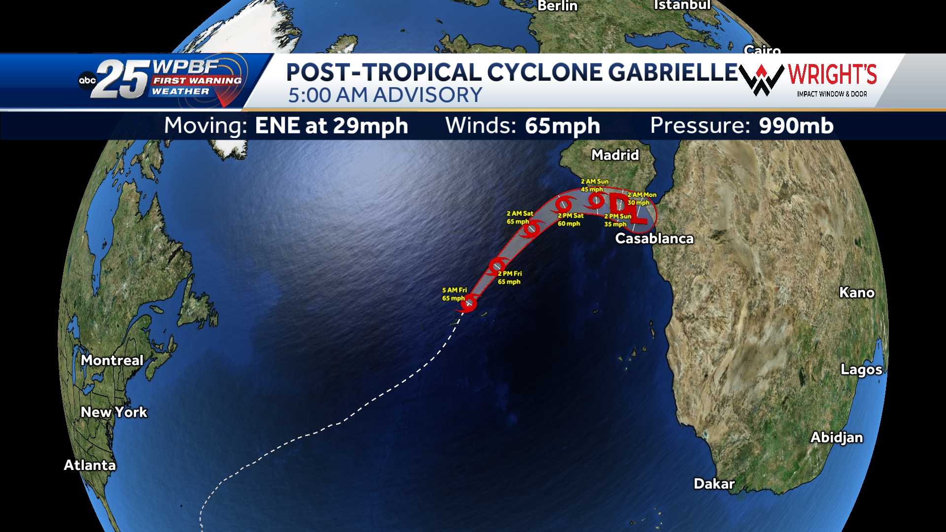 Tracking Gabrielle: Spaghetti models, maps and path