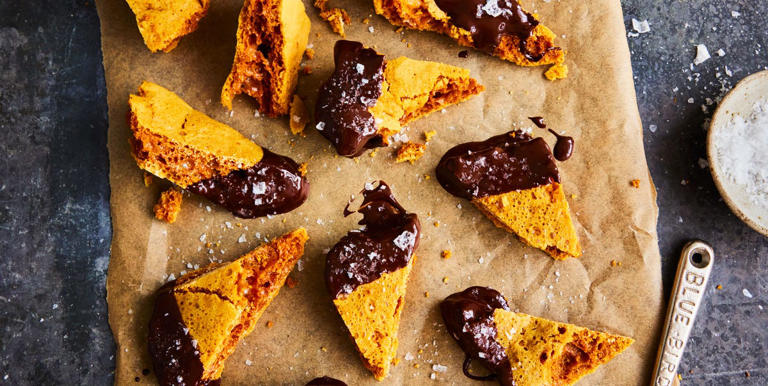 Dark chocolate and sea salt cinder toffee recipe