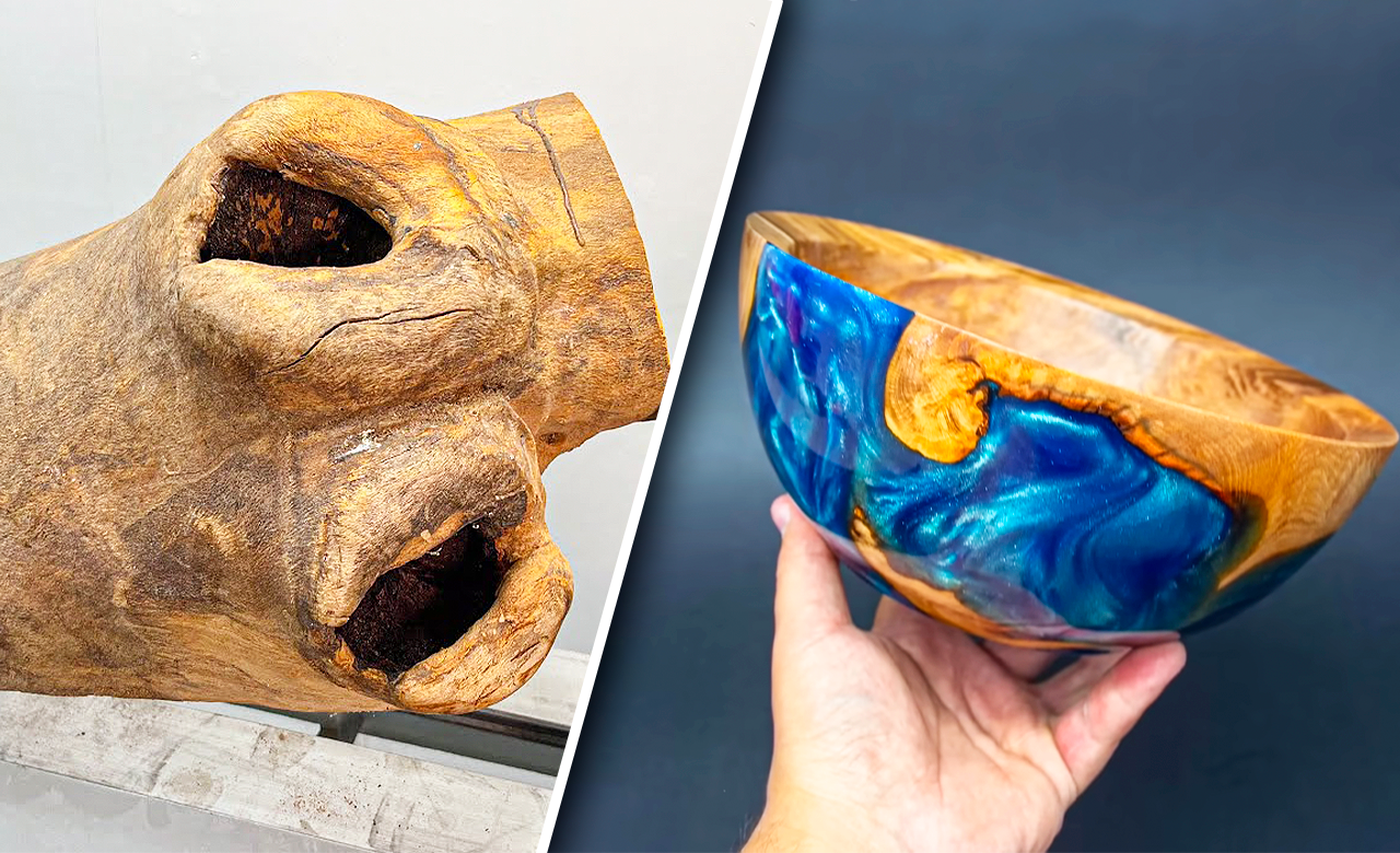 I transformed firewood into a stunning bowl!