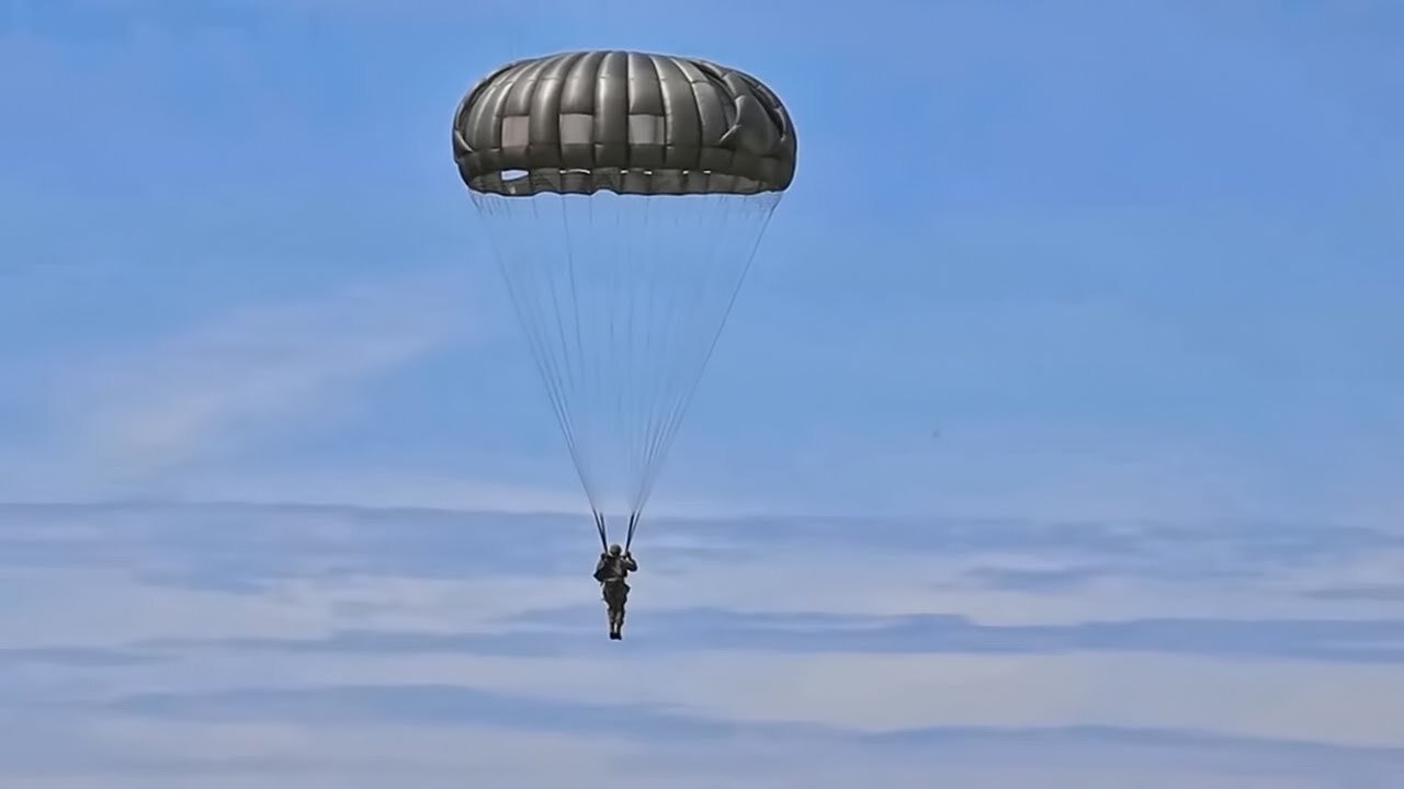 Parachute Off Blackhawk Helicopter • Army Airborne Landing