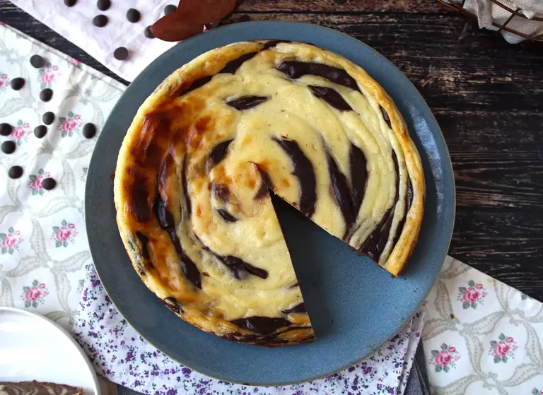 Marbled flan without crust, super easy to make for a guaranteed wow effect