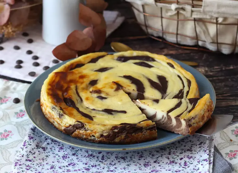 Marbled flan without crust, super easy to make for a guaranteed wow effect