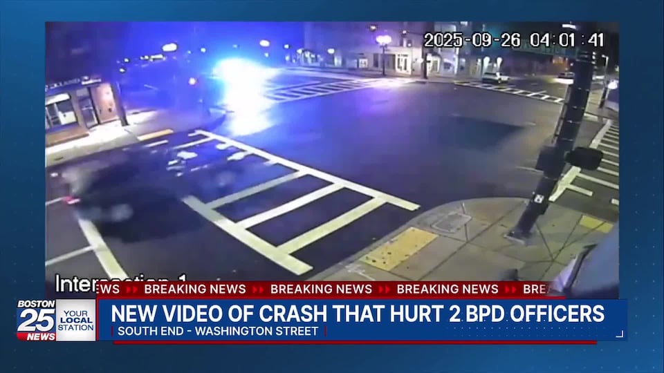 Caught on camera: 2 officers seriously hurt in crash in Boston intersection