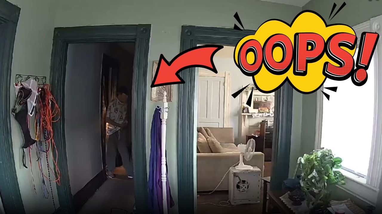 Sudden loss of balance causes man to fall in a bizarre and comical ...