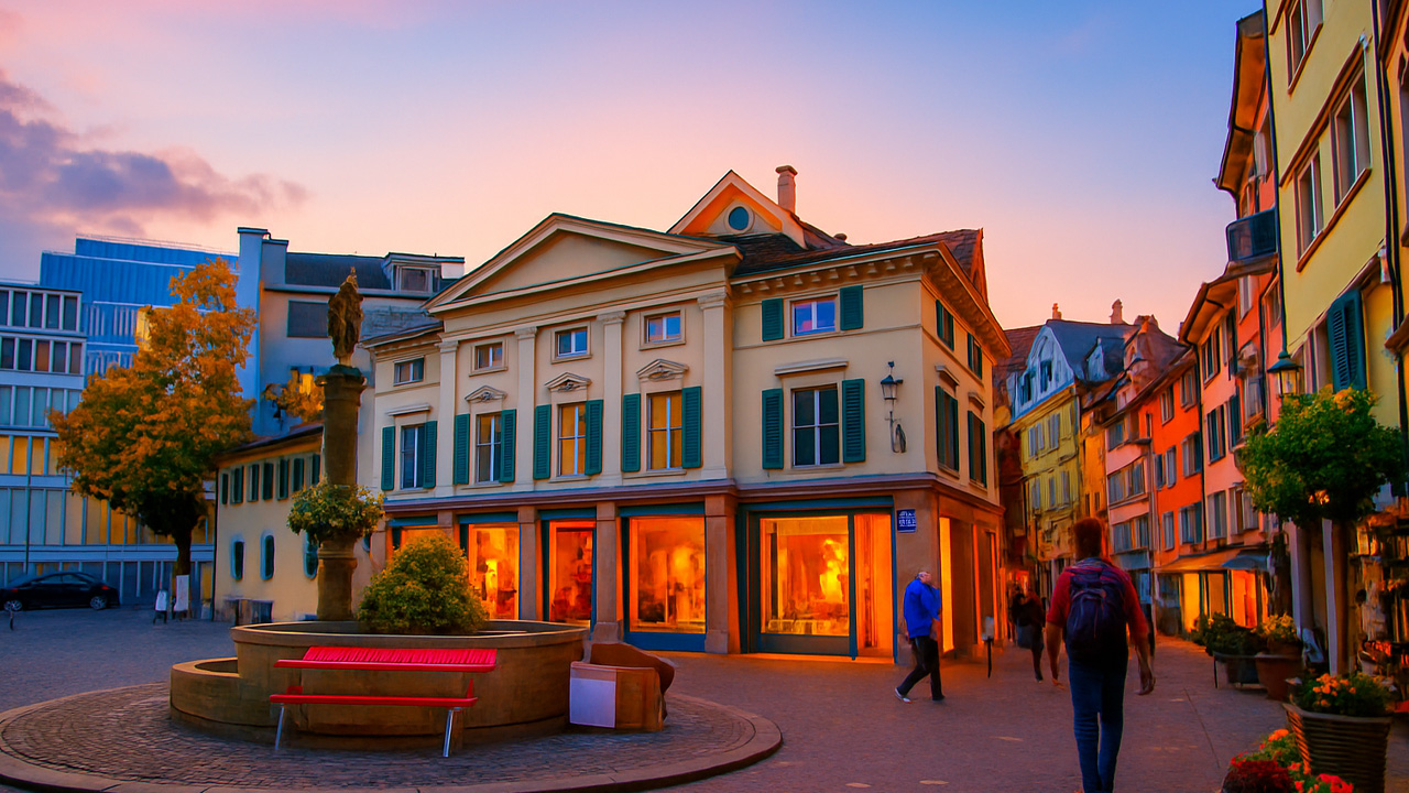 Zurich Evening Walking Tour – Streets and Lake Views Switzerland 4K