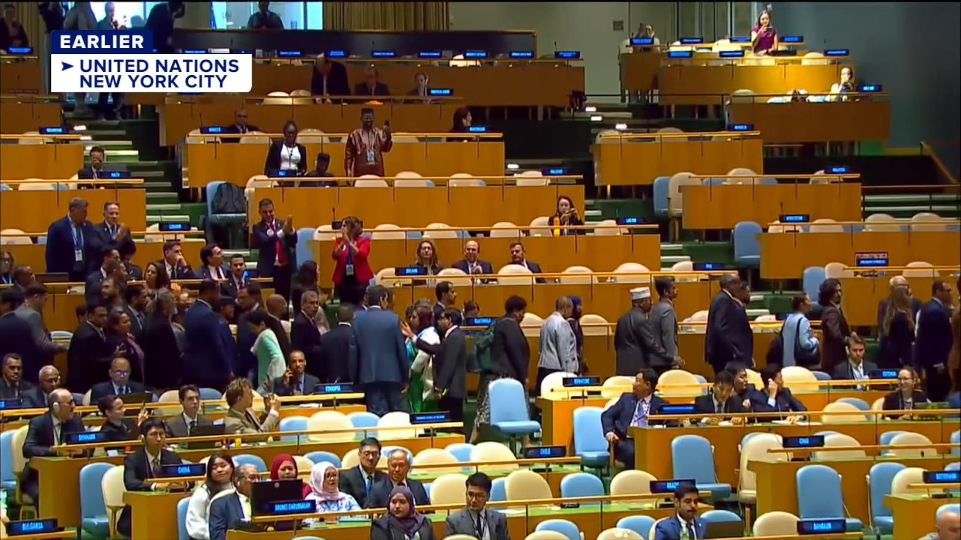 Scores of delegates walk out as Netanyahu speaks at the United Nations