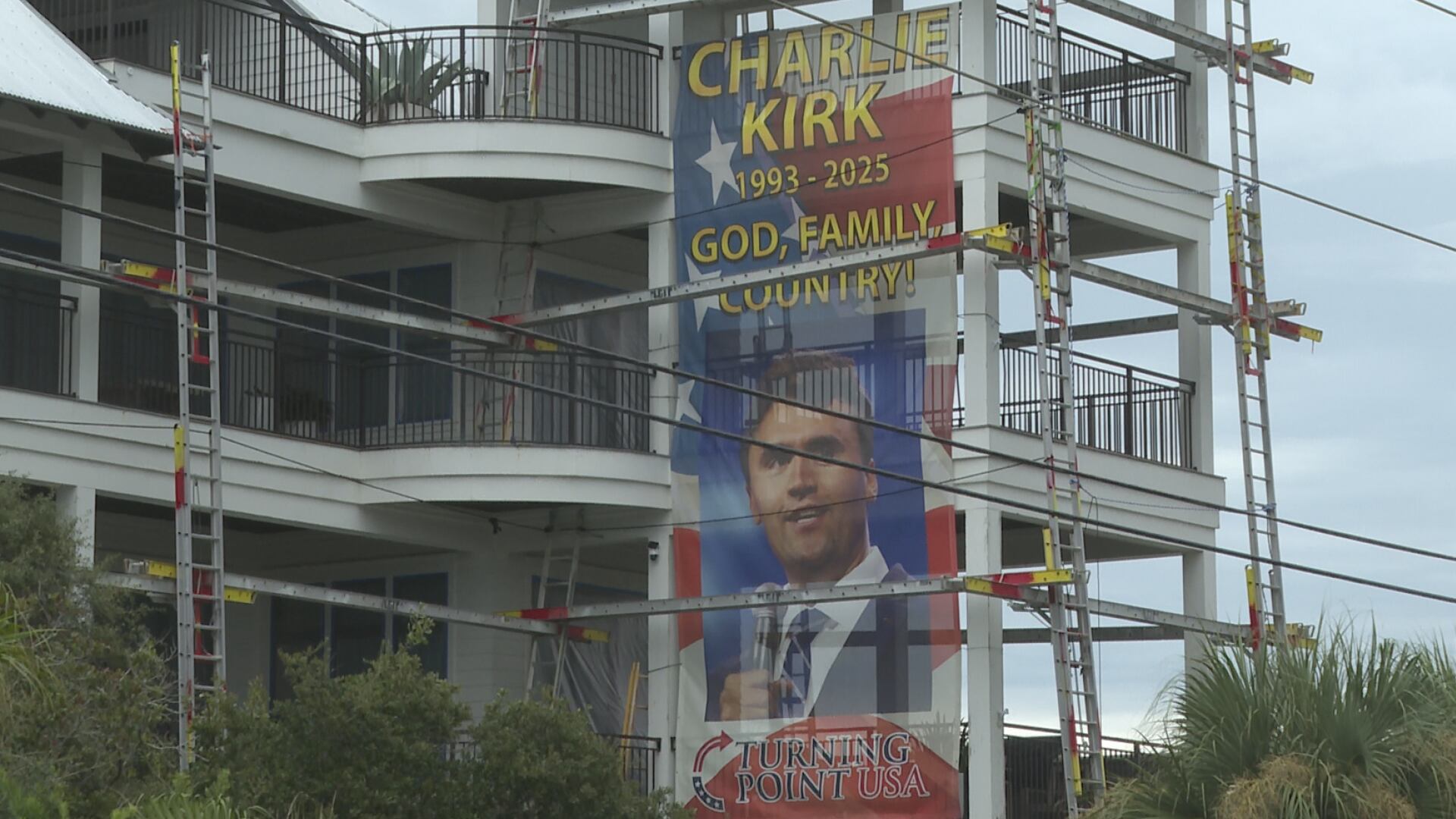 Charlie Kirk banner is displayed at viral 30A ‘Trump’ house