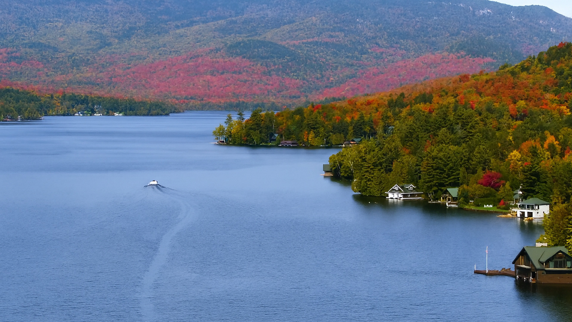 Lake Placid New York USA – Autumn Colors and Mountain Lake in 4K