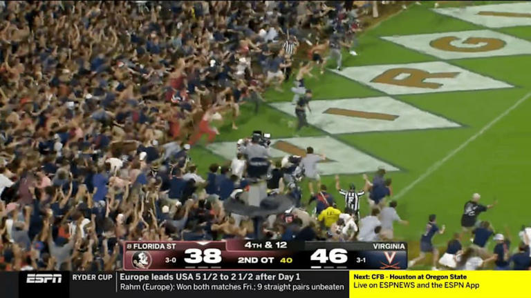 Virgina Fans Wasted No Time Rushing the Field After Upsetting No. 8 ...
