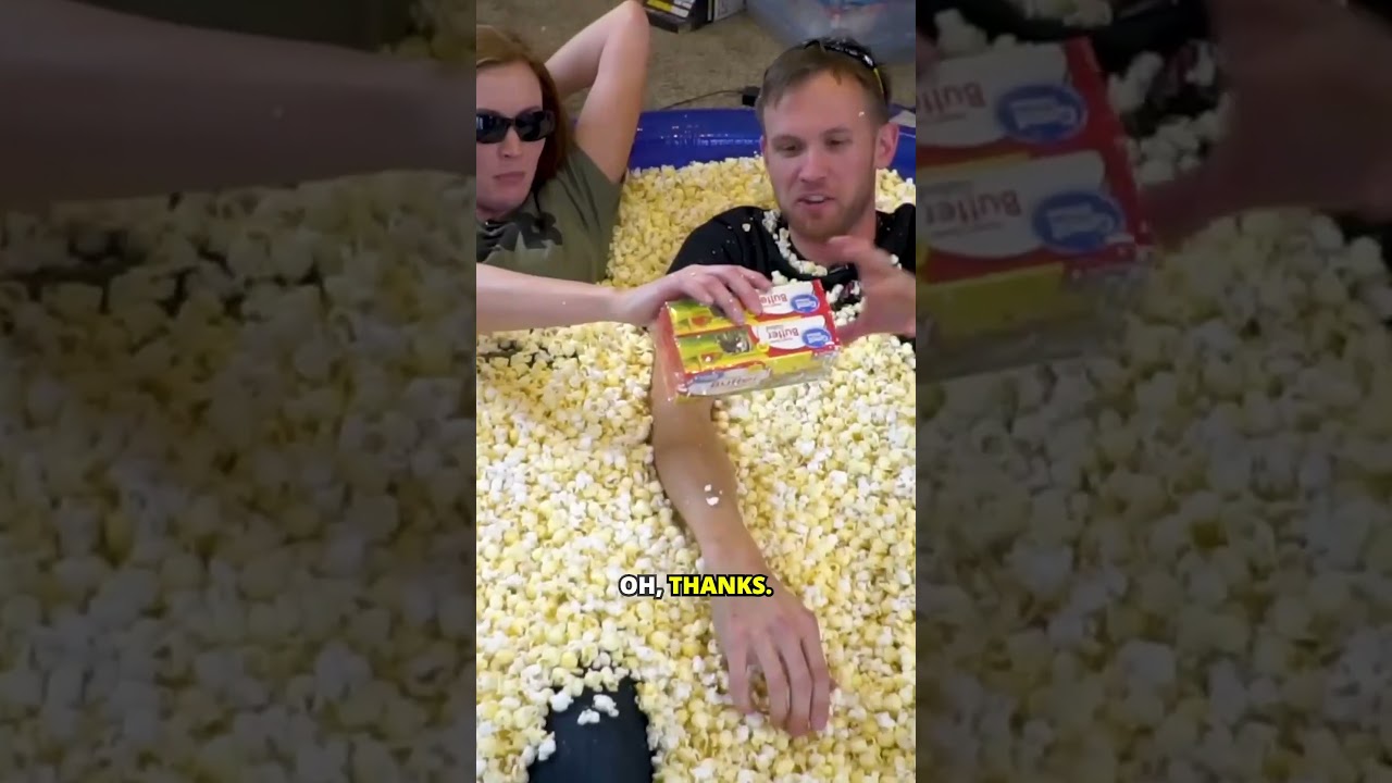 Creators fill a pool entirely with popcorn for visual effect