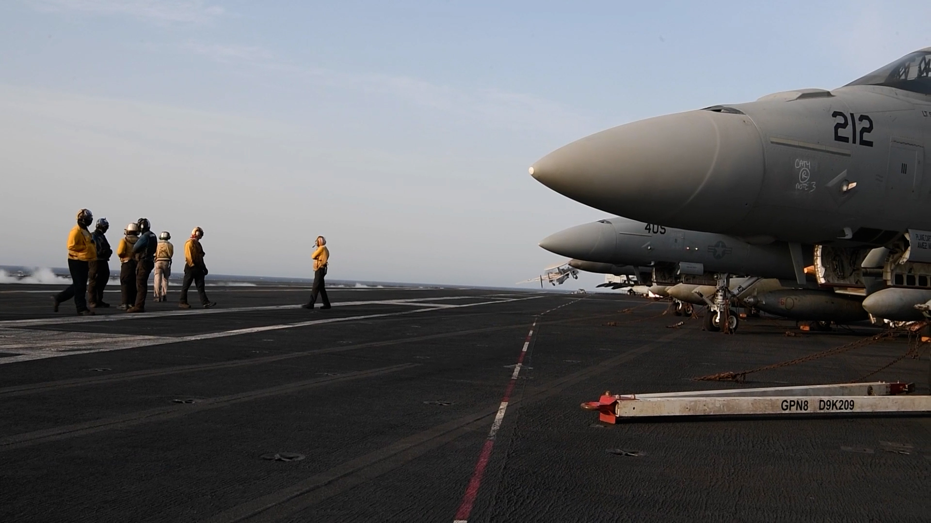 US Navy Jet Lifts Off From Aircraft Carrier