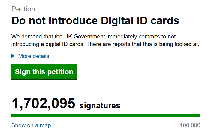 Anti-digital ID petition hits 1 million signatures