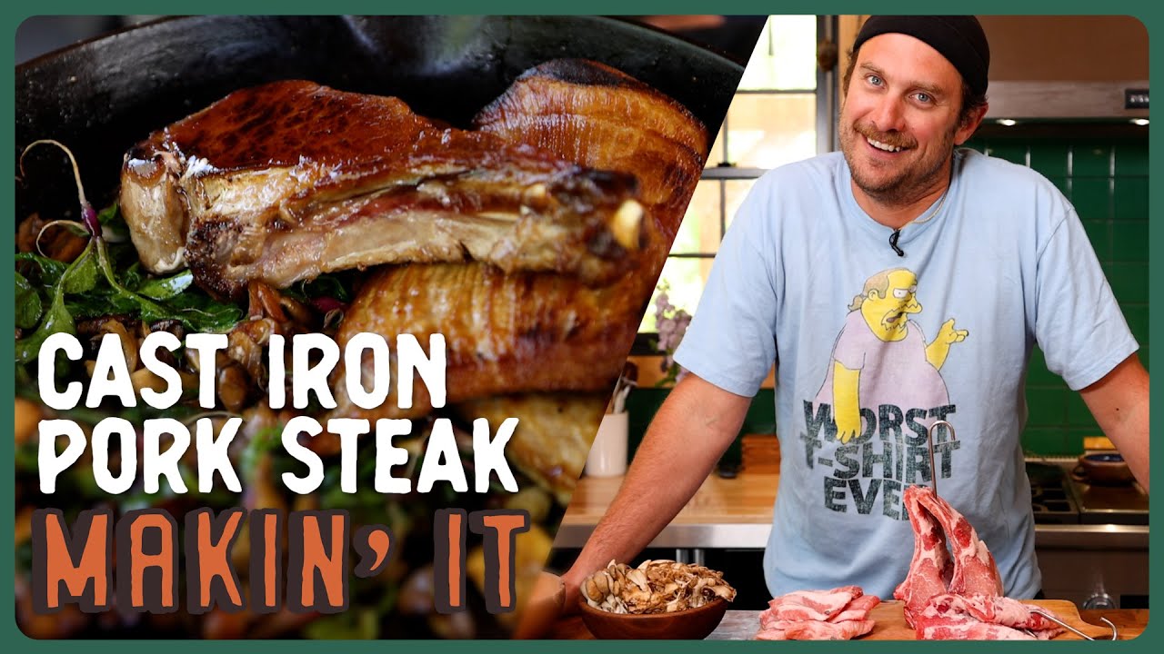 Cooking cast iron pork steak with Brad Leone