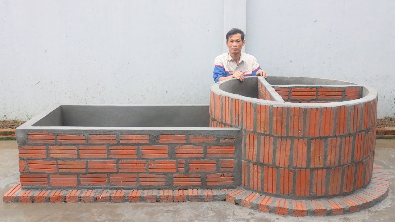 DIY brick & cement fish tank for stunning garden decor
