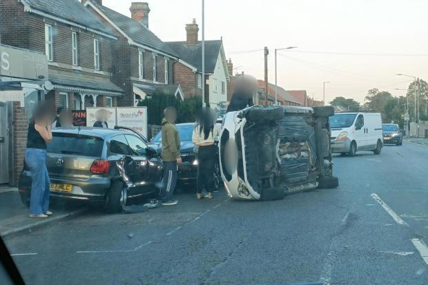 Police update after crash in Colchester leads to car toppling onto its side