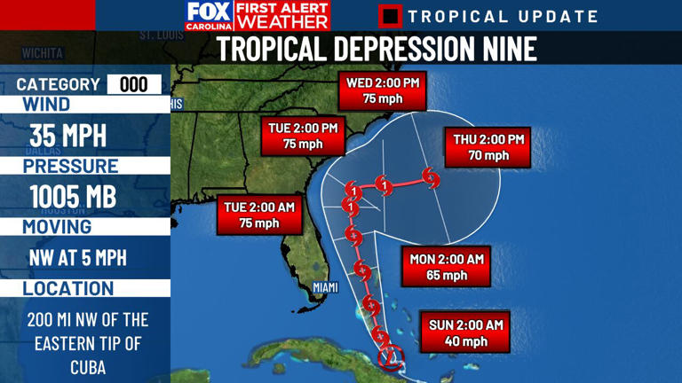Tropical Depression 9 likely to become Imelda Sunday, trend still takes ...