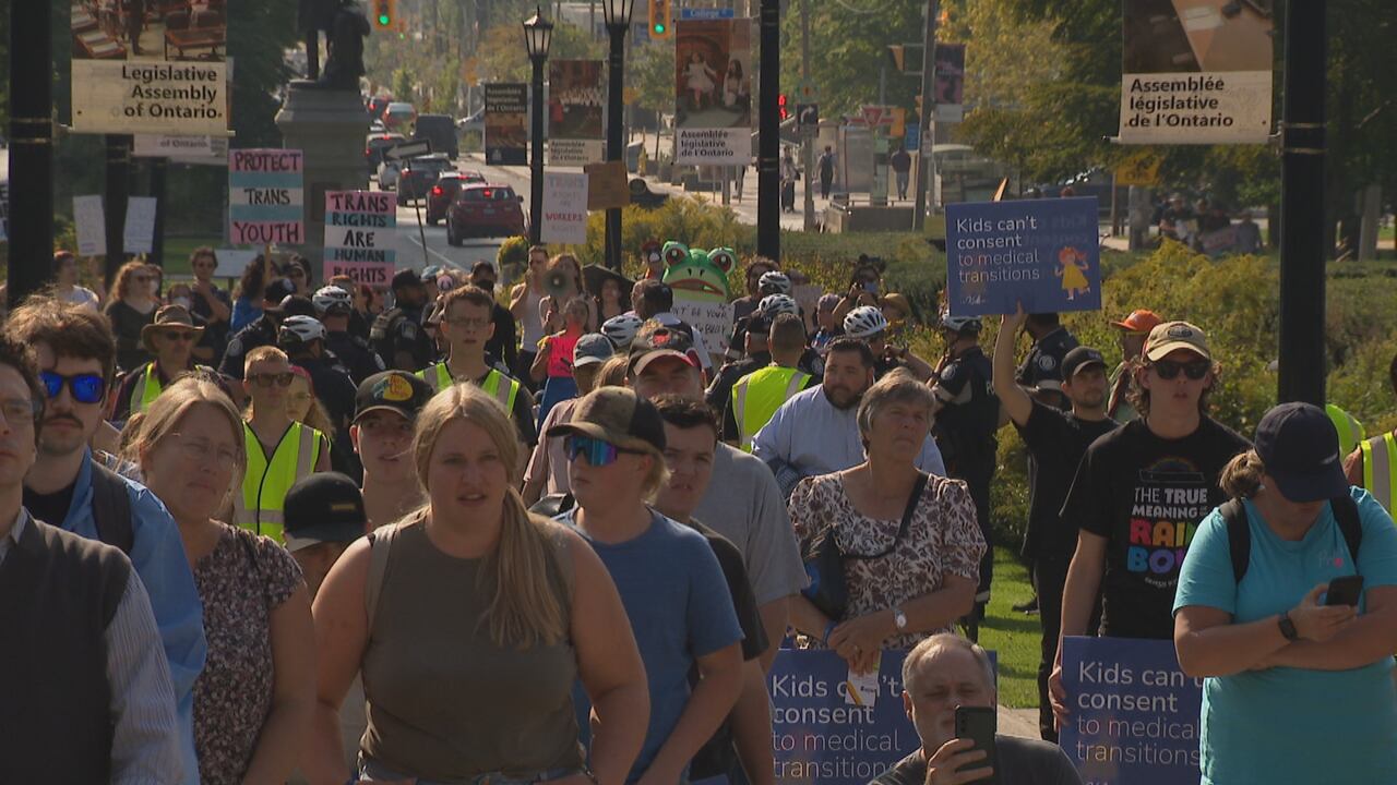 Protests clash at Queen's Park over gender-affirming care for children