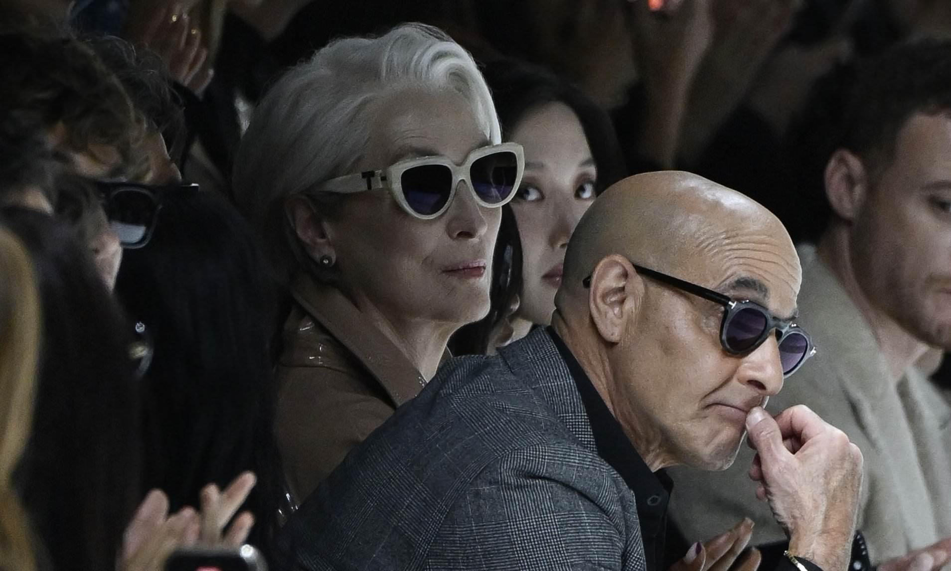 Meryl Streep & Stanley Tucci film Devil Wears Prada sequel as they sit FROW at Dolce & Gabbana show