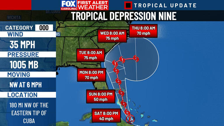 Tropical Depression 9 likely to become Imelda Sunday, trend still takes ...