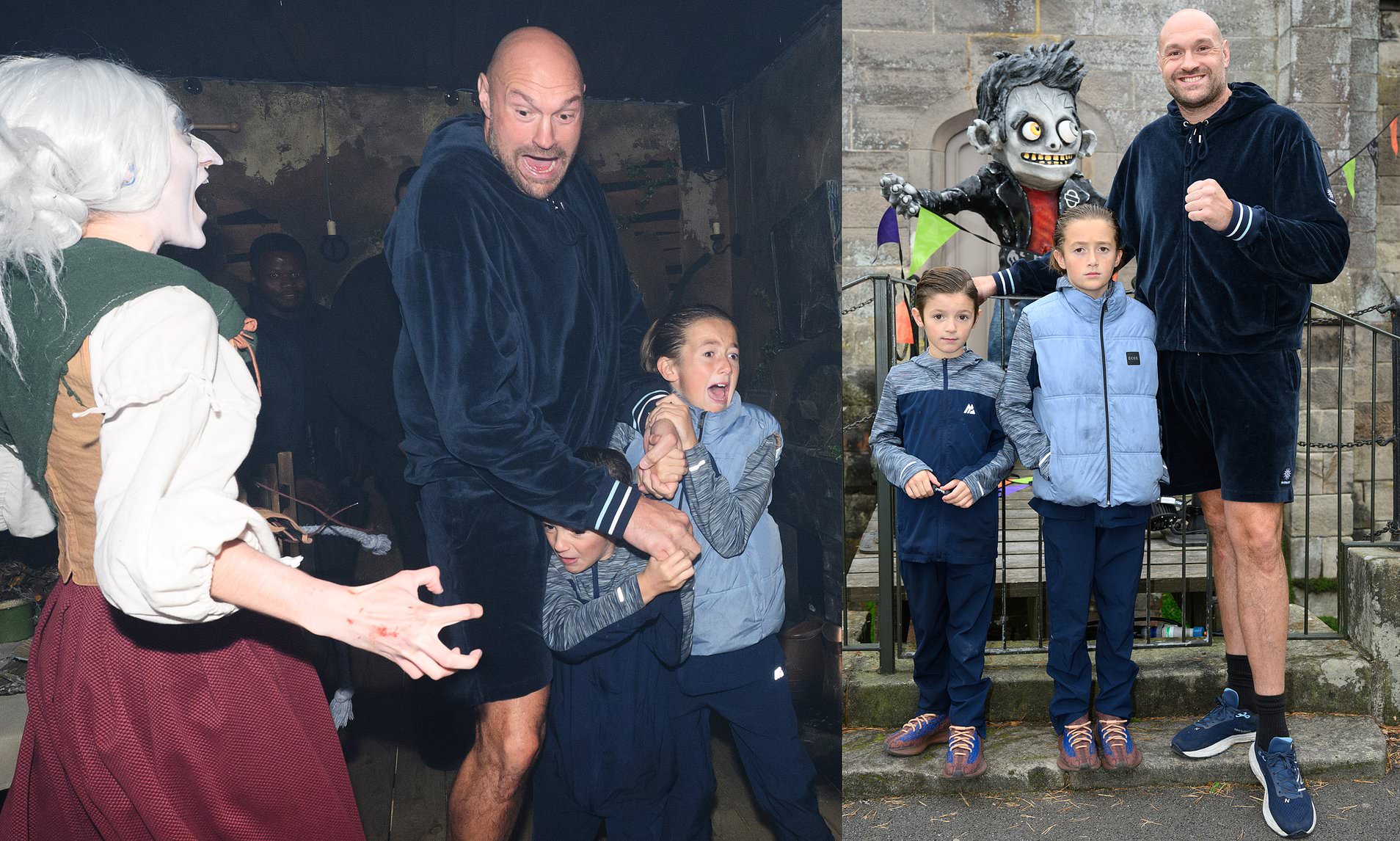 Tyson fury with children at Alton Towers for the launch of Scarefest ...