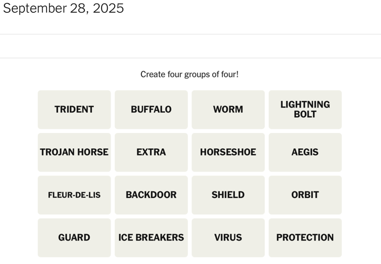 NYT ‘Connections’ Hints and Answers Today, Sunday, September 28