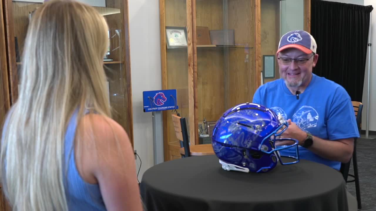 Boise State debuts custom Idaho-themed helmets at Albertsons Stadium