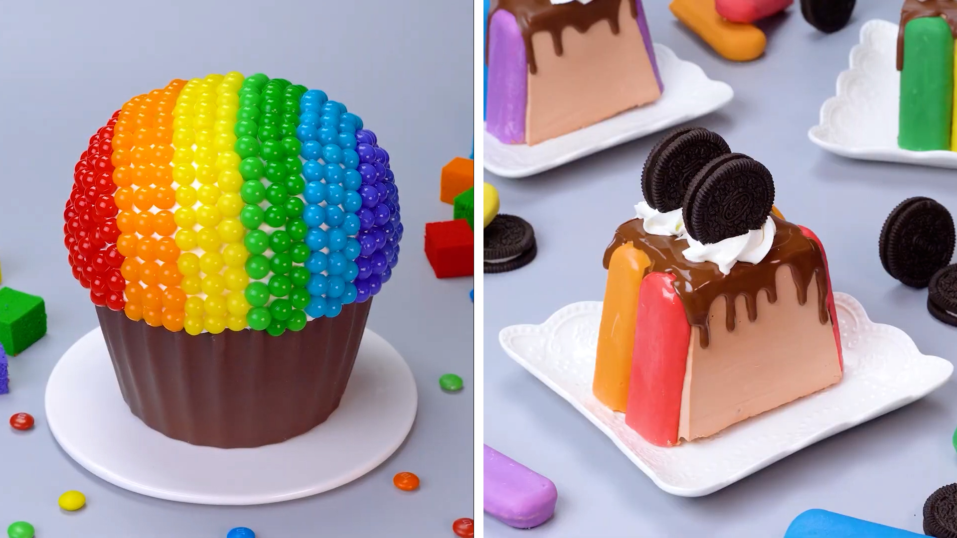 How to Make Rainbow Cupcake Cake and Oreo Pudding Cake