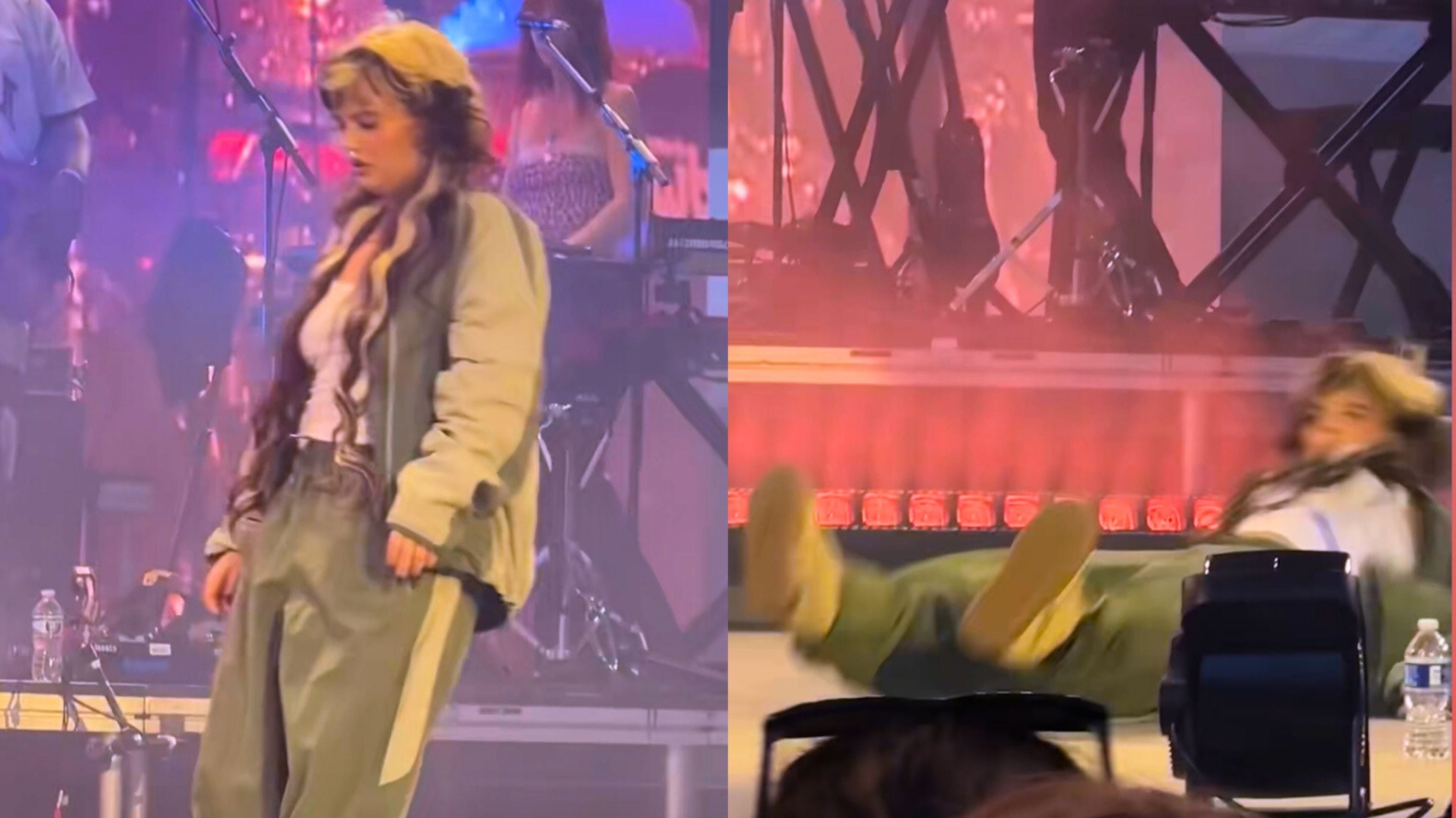 Shocking footage shows moment singer Lola Young collapses on stage