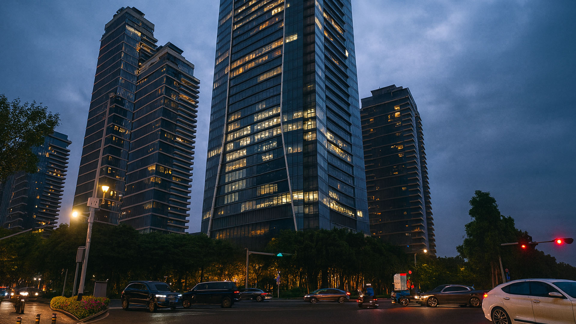 Nocny spacer po Houhai w dzielnicy Nanshan, Shenzhen – Chiny 4K HDR