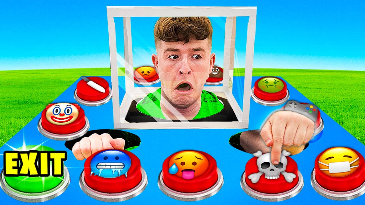 100 mystery buttons, only one lets your head escape box