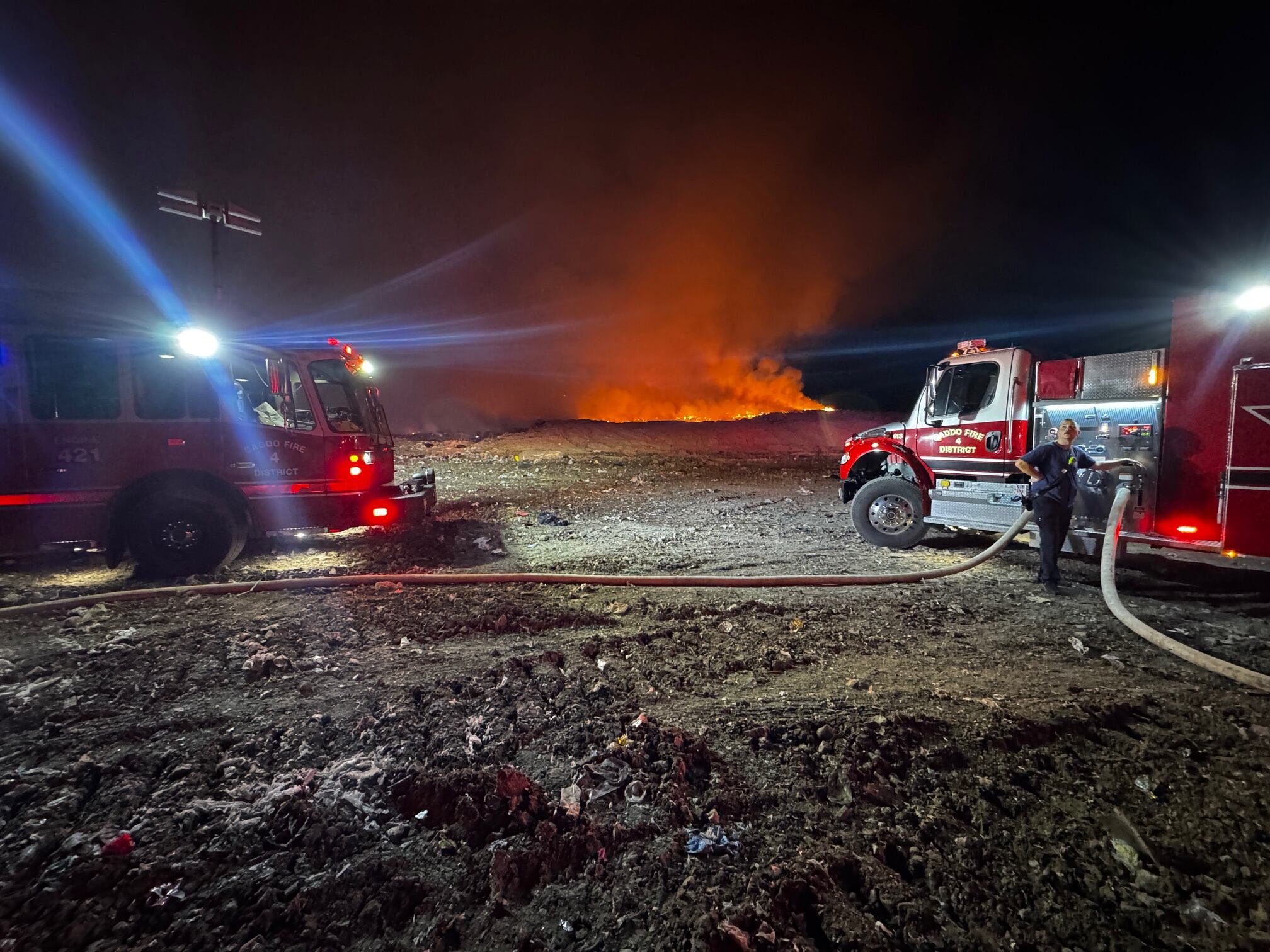 Fire starts at landfill, covering several acres