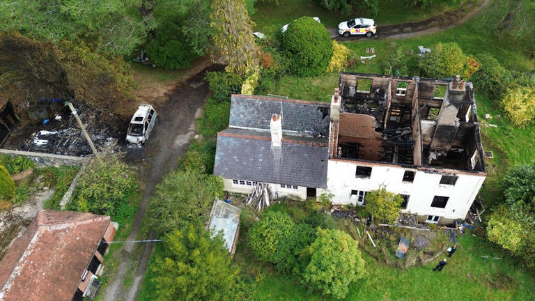 Pictures show the scene of house fire in East Sussex