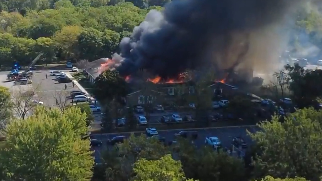 Drone video shows LDS church in Michigan on fire after shooting