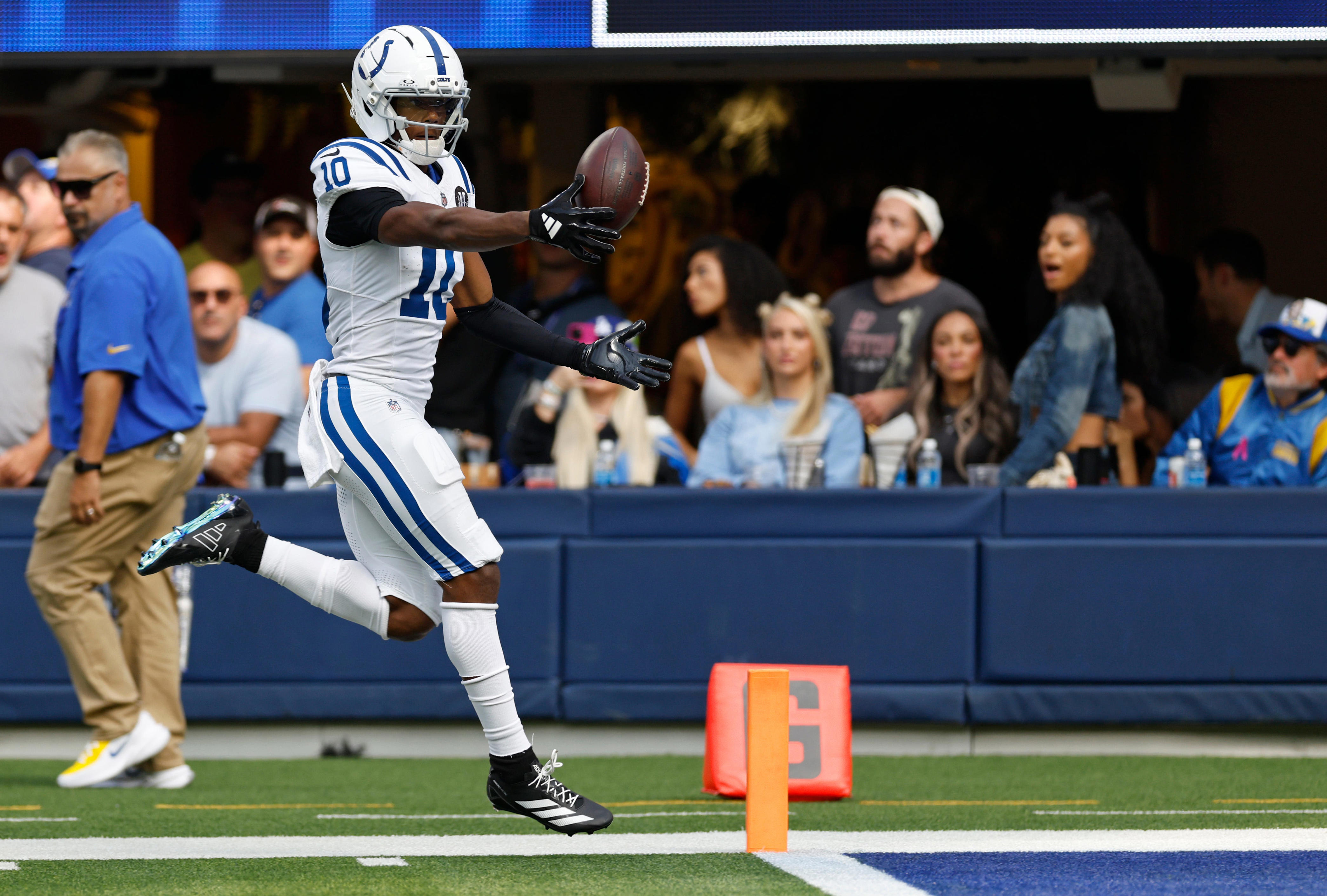 Colts WR AD Mitchell fumbles ball out of end zone trying to celebrate ...