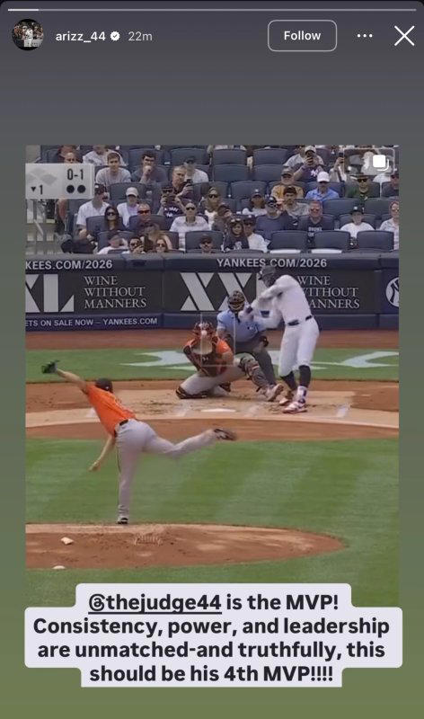 Anthony Rizzo reignites Aaron Judge MVP debate with pointed Instagram post