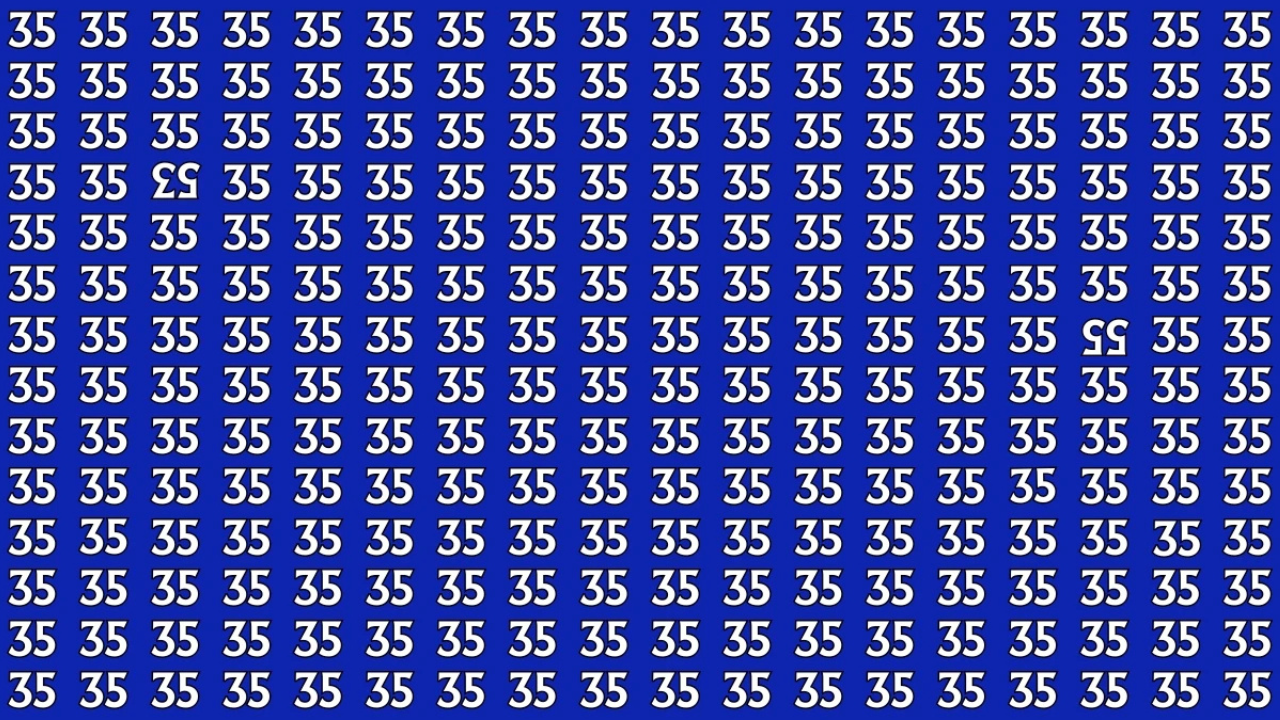 Optical Illusion Eye Test: Can You Spot the Inverted 55 and 53 Among 35s?