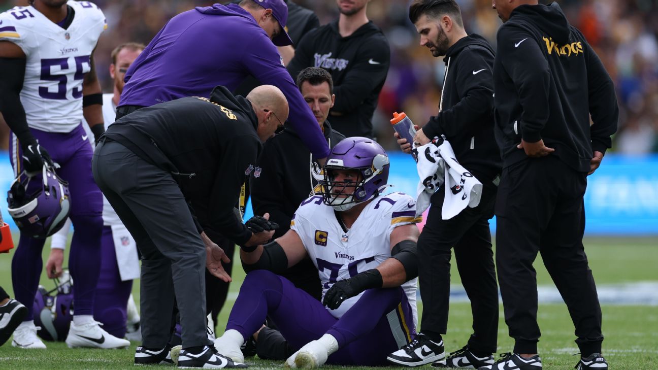 Vikings' Brian O'Neill, Ryan Kelly injured against Steelers