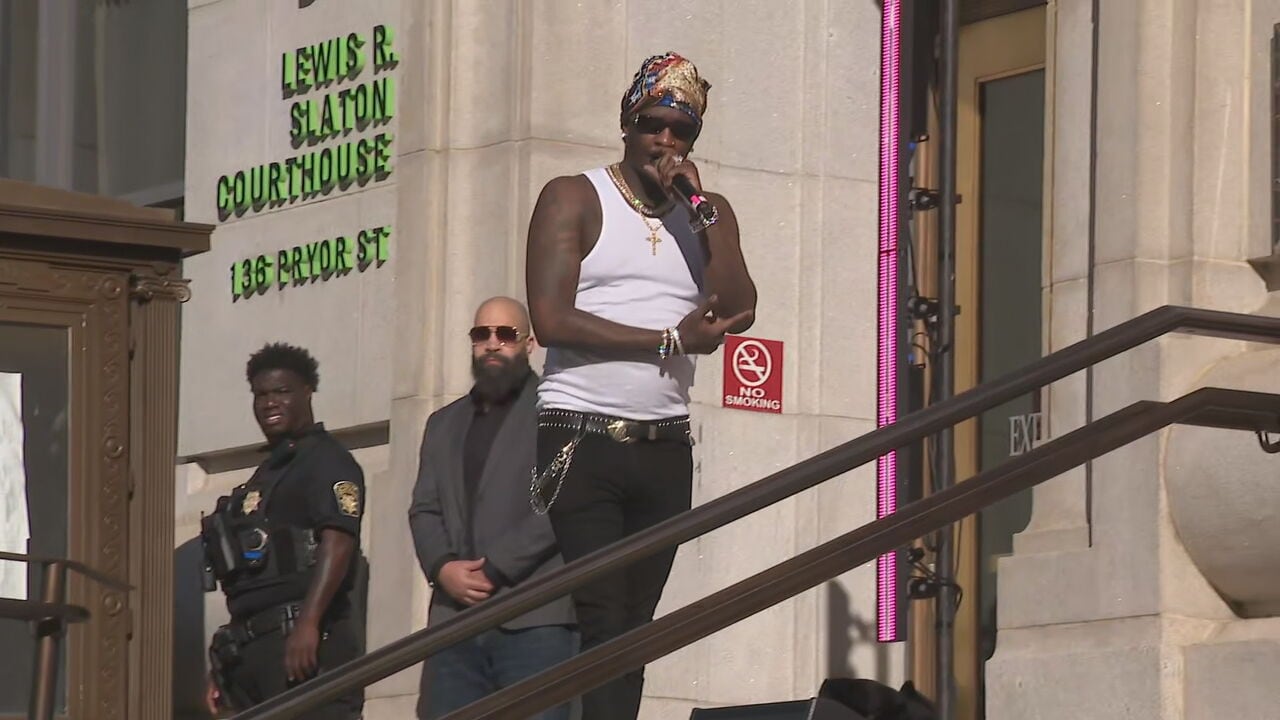 Atlanta rapper Young Thug performs concert on steps of Fulton County ...