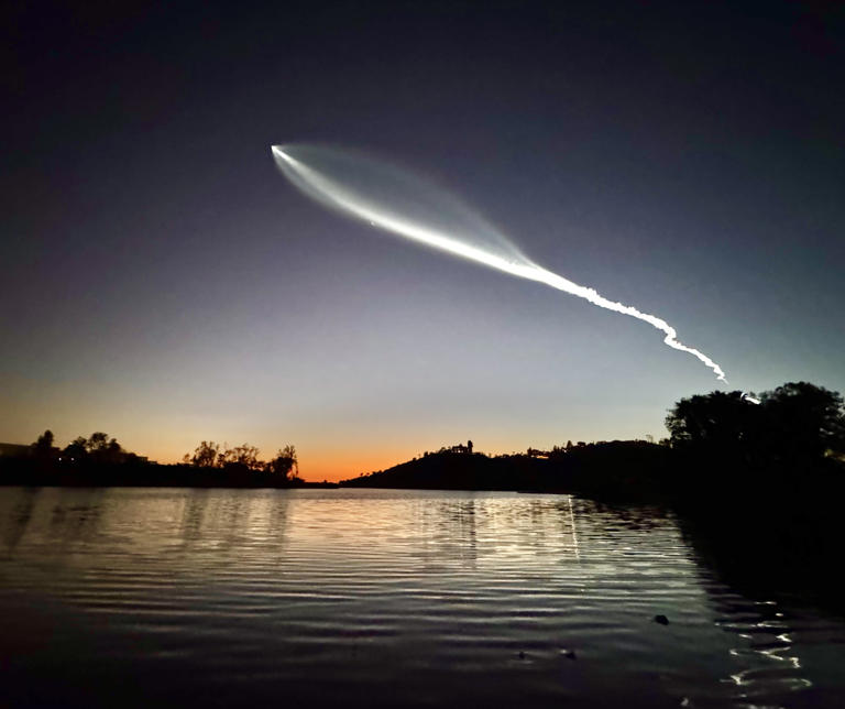 SpaceX rocket launch visible across San Diego County