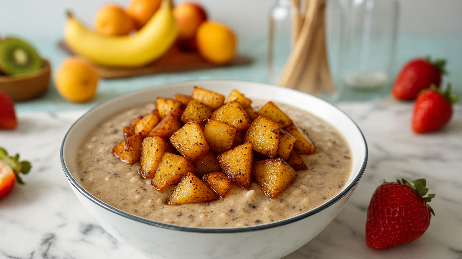 Caramelized Apple Cubes Oatmeal - Makkelijk Afvallen met deze Recepten