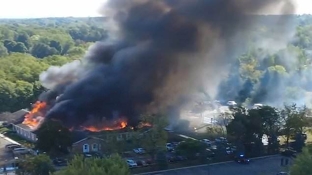 Aerial footage shows Michigan's Grand Blanc church engulfed in flames ...