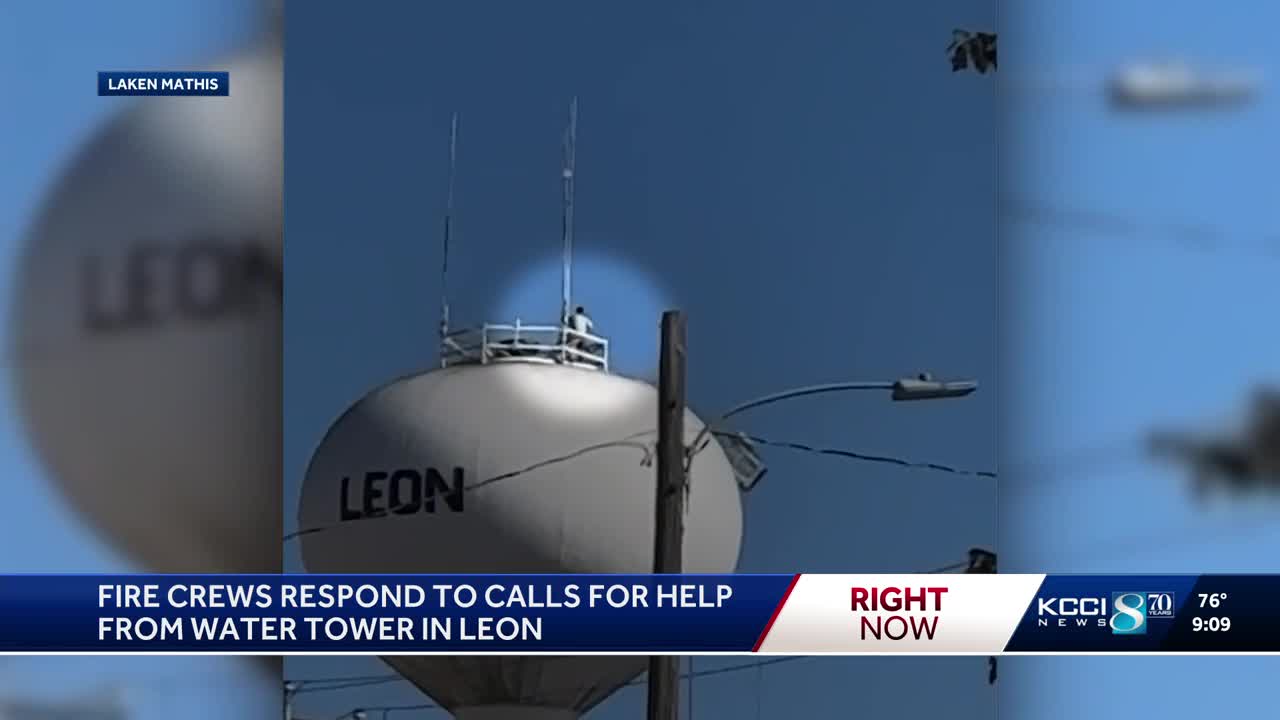Fire crews respond to calls for help from top of Iowa water tower