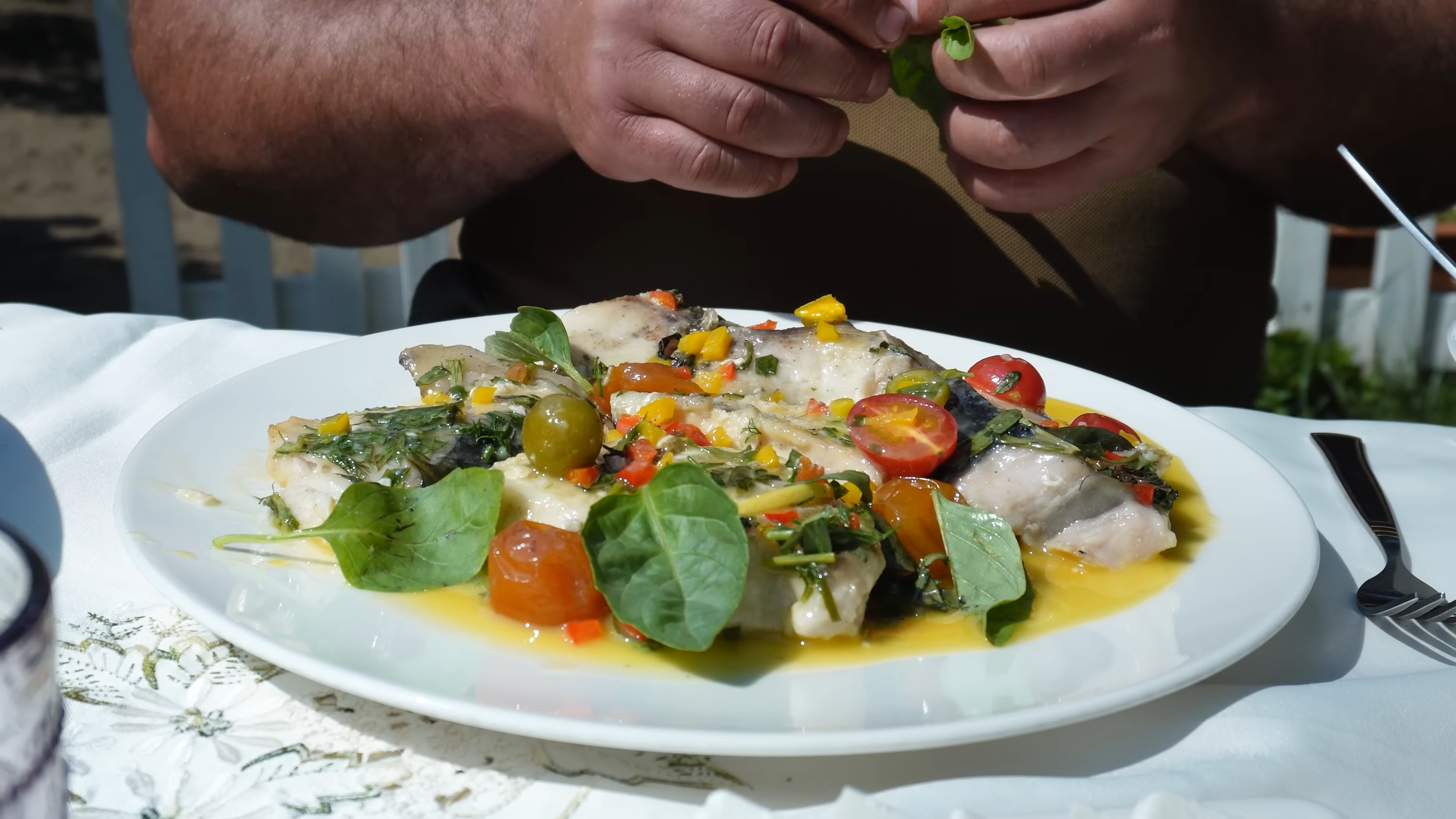 Juicy Fire Grilled Fish Fillet With Vegetables